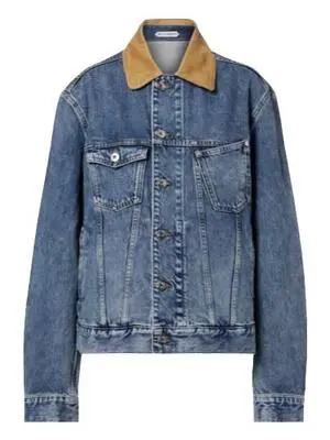 J.W.ANDERSON Corduroy-trimmed Denim Jacket - Blue