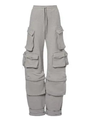 Attico Cotton Jersey Wide-leg Cargo Sweatpants - Gray