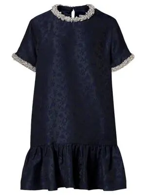 Simkhai Alison Embellished Floral Jacquard Mini Dress - Blue