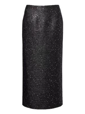 Carolina Herrera Sequined Tweed Pencil Skirt - Black