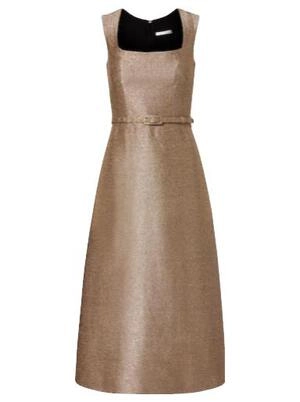 EMILIA WICKSTEAD Sequined Tweed Midi Dress - Brown