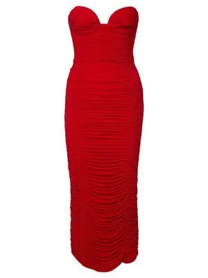 Magda Butrym Pleated Strapless Gown - Red