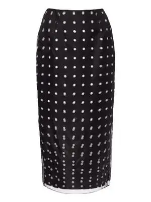 EMILIA WICKSTEAD Polka-dot Silk Taffeta Pencil Skirt - Black