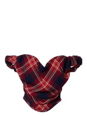 VIVIENNE WESTWOOD Off-shoulder Plaid Bustier Top - Red