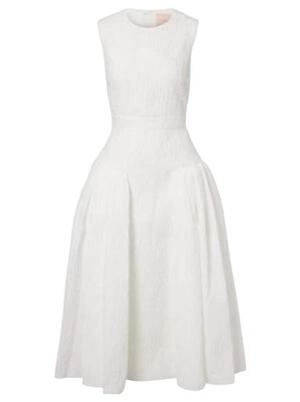 ROKSANDA Aya Textured Cloqué Midi Dress - White