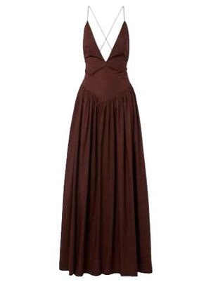 ADRIANA DEGREAS Open-back Cotton Maxi Dress - Brown
