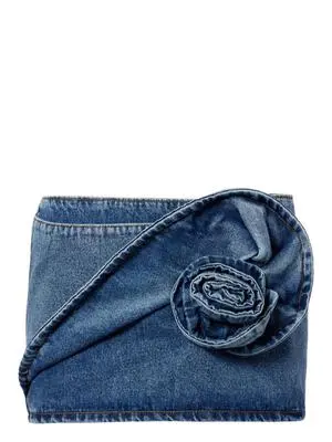 Magda Butrym Floral Appliqué Denim Miniskirt - Blue