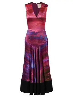 ROKSANDA Printed V-neck Midi Dress - Red