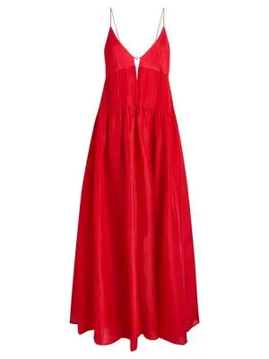 Tory Burch Linen-silk Maxi Dress - Red