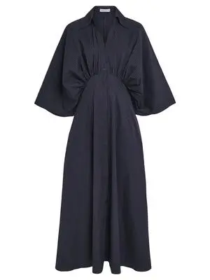 Palmer//harding Cotton Stripe Maxi Shirt Dress - Navy