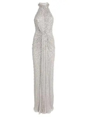 Jenny Packham Embellished Gown - Silver