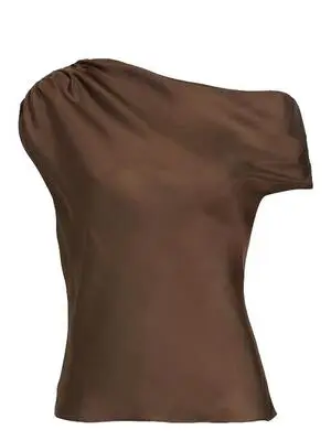 TOCCIN Veda One-shoulder Ruched Top - Coffee