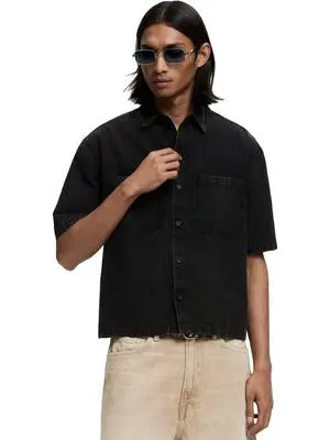 H&m Relaxed Fit Cotton Canvas Shirt - Black