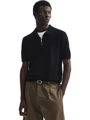 H&m Slim Fit Textured Polo Shirt Black