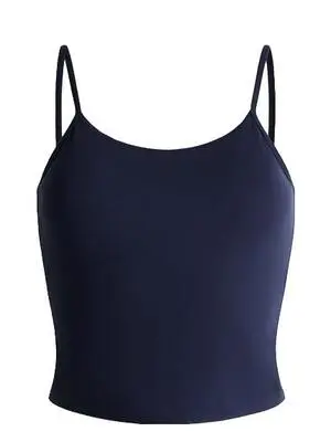 H&m Integral-bra Sports Strappy Top With Softmove Navy Blue