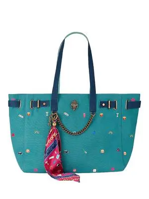 Kurt Geiger Sloane Large Embroidered Shopper Tote Bag - Medium Blue