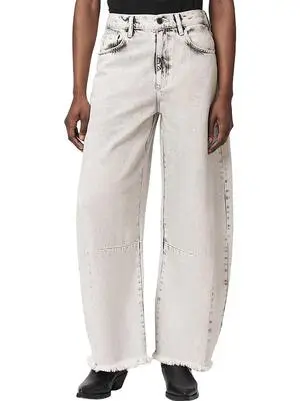 ALLSAINTS Payton Barrel Crop Jeans - Bleached Grey
