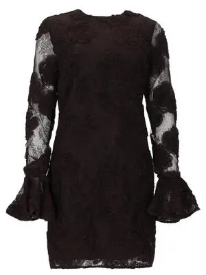 ROTATE BY BIRGER CHRISTENSEN Mini Dress With 3d Floral Appliqu - Brown