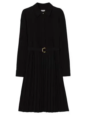 Burberry Long Sleeve Belted Viscose Dress - Black
