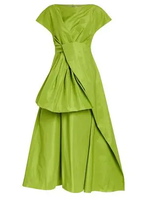 ROKSANDA Nila Twisted Taffeta Midi Dress - Lime