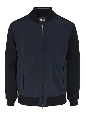 BOSS Levaio Quilted Cotton And Shell Bomber Jacket - Navy