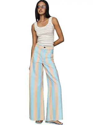 ASKK NY High-rise Wide-leg Cropped Pants - Palm Stripe