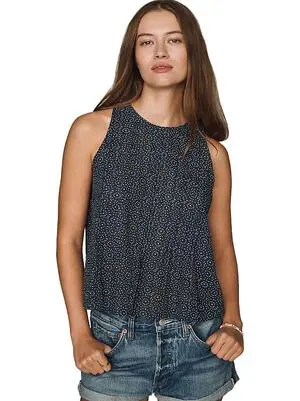 PILCRO Cotton Pintuck Tank Top - Navy