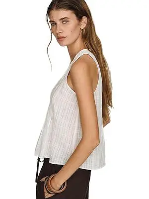 PILCRO Cotton Pintuck Tank Top - White