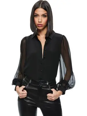 Alice + Olivia Roanne Silk Blouse - Black