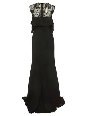 Alexander McQueen Lace Paneled Maxi Dress - Black