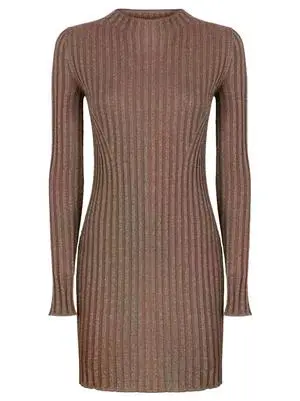 Missoni Ribbed-knit Metallic-thread Dress - Brown