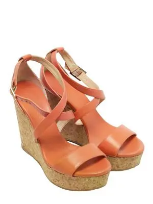 JIMMY CHOO Portia Cork Wedge Sandals - Orange
