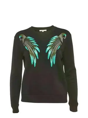 Maje Embroidered Crewneck Sweatshirt - Black