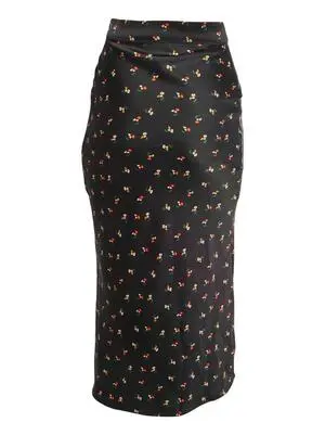Victoria Beckham Floral-print Midi Skirt - Black