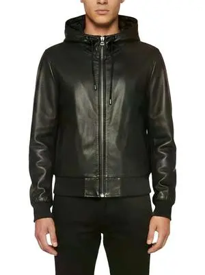 Dolce & Gabbana Hooded Leather Jacket - Black