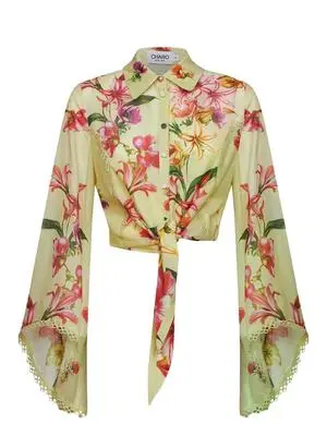 Charo Ruiz Ibiza Floral Print Lace Trim Shirt - Neutrals