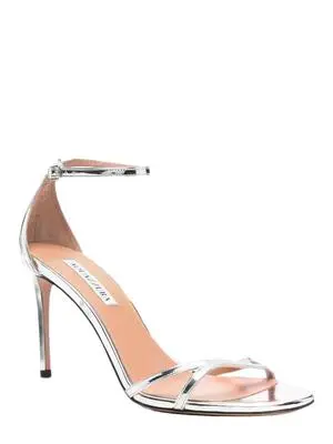 AQUAZZURA Metallic Heeled Sandals - Silver