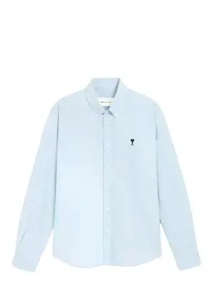 AMI Paris Embroidered Cotton Shirt - Blue
