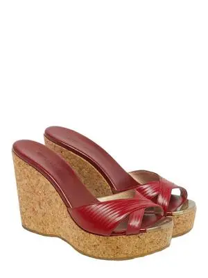 JIMMY CHOO Prima Wedge Sandals - Red
