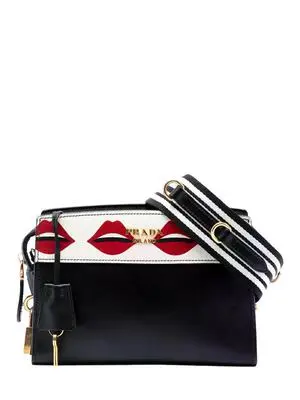 PRADA Prada City Calf And Saffiano Leather Crossbody Bag