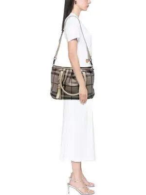 Burberry Smoked Check Coated Canvas Satchel - Neutrals