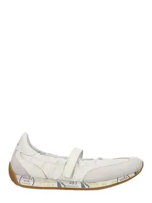 Premiata Rina 8305 Technical Fabric And Suede Ballet Flats - Neutrals