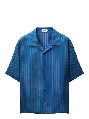 Versace Printed Silk Twill Shirt - Blue