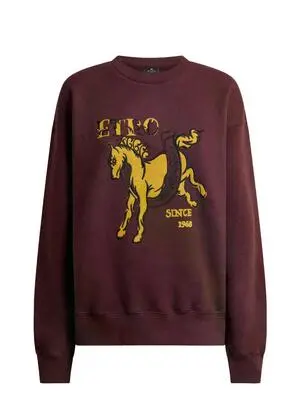 Etro Cotton Sweatshirt With Pegaso Print - Brown