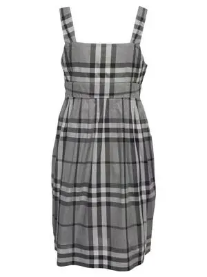 Burberry Plaid Print Sleeveless Midi Dress - Grey