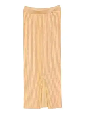 BY MALENE BIRGER Ribbed Maxi Skirt With Front Slit - Brown