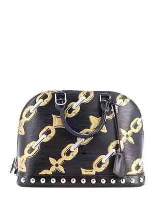 LOUIS VUITTON Alma Handbag Limited Edition Print Epi Leather Pm Satchel - Black