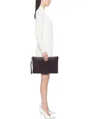 SAINT LAURENT Saint Laurent Chevron Calfskin Cassandre Document Holder Clutch Bag
