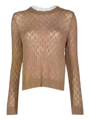 Sea Pointelle-knit Panelled Sweater - Neutrals