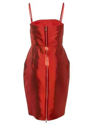 Dolce & Gabbana Silk Pleated Sleeveless Mini Dress - Red